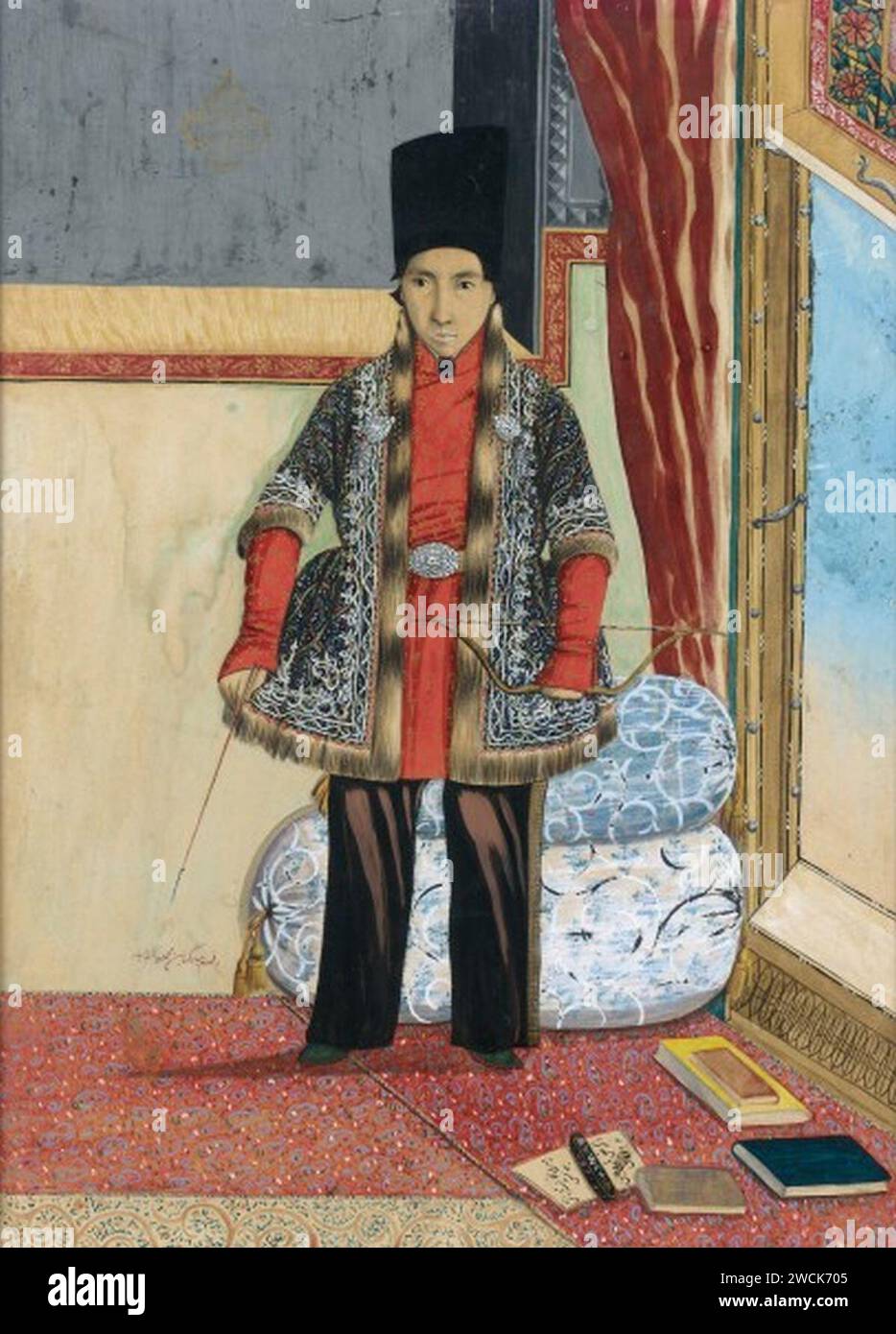 A Portrait of Prince Sultan husayn Mirza Jalal Al-Dawla, signed by ...