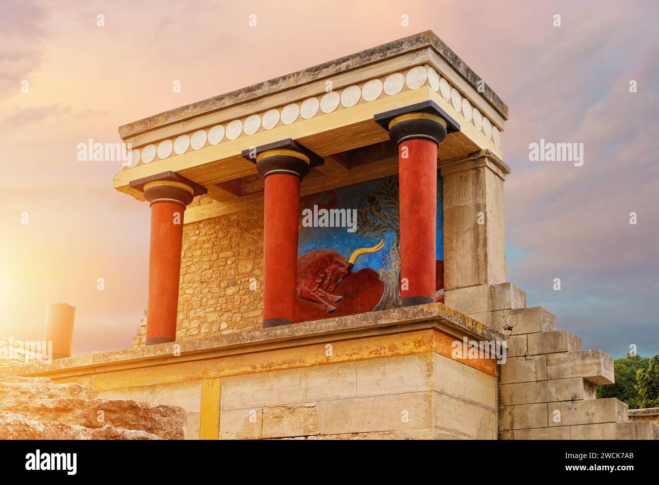 Knossos palace ruins on Crete island, Greece. Famous Minoan Knossos ...