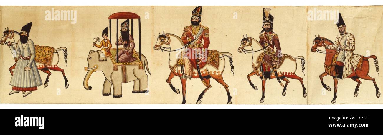 A Qajar pictorial scroll, Persia, 19th century, depicting Fath 'Ali ...