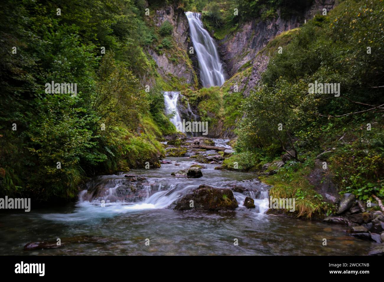 Aran Valley, Spain, forests, rivers, waterfalls, mountains Stock Photo ...
