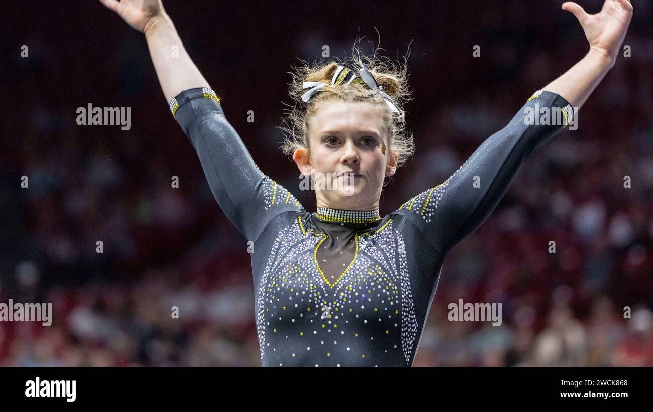 Missouri gymnast Sienna Schreiber during an NCAA gymnastics meet ...