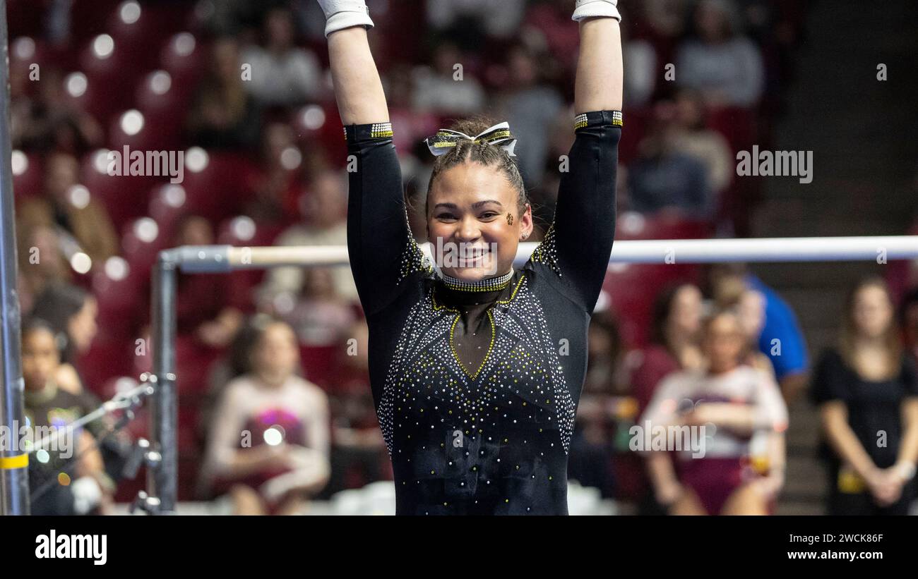 Missouri gymnast Kyra Burns during an NCAA gymnastics meet against ...