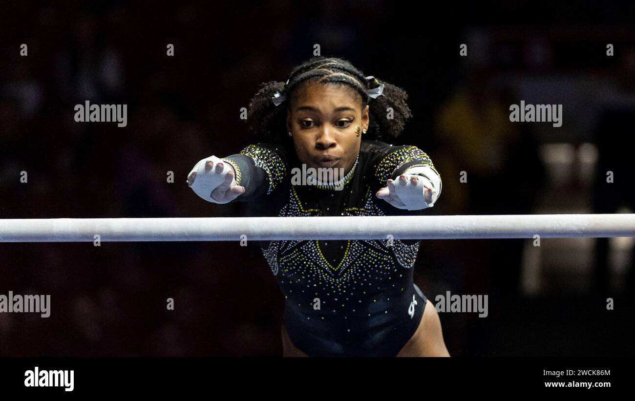 Missouri gymnast Jocelyn Moore during an NCAA gymnastics meet against ...