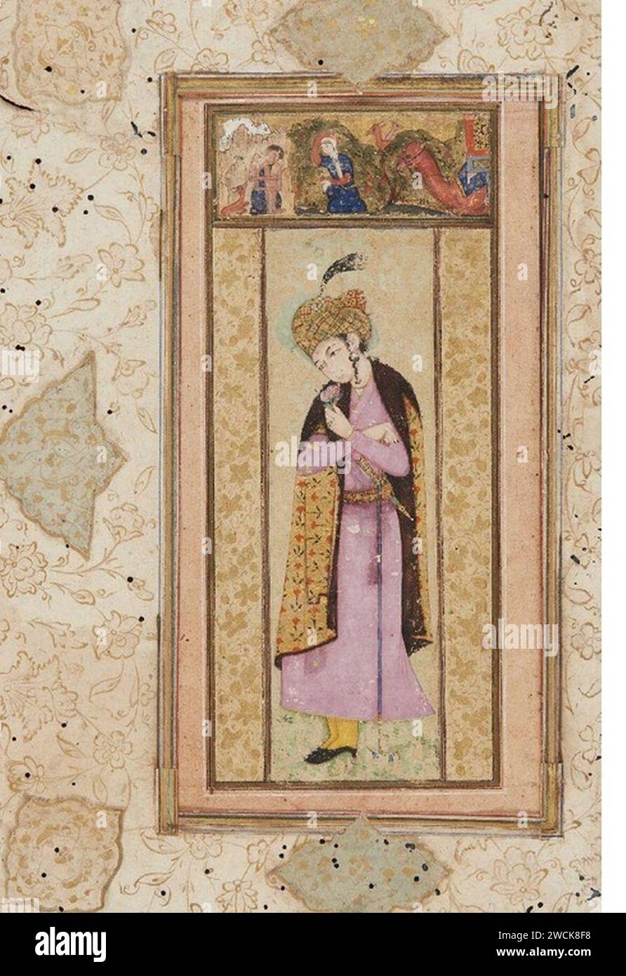 A Safavid portrait of Shah Abbas (1571-1629) as a young man, Iran, c ...