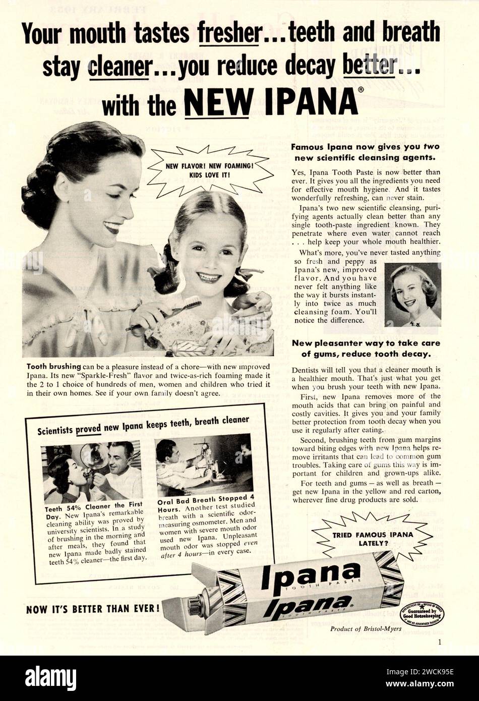 Vintage "Good Housekeeping" Magazine February 1953 issue Advert, USA ...