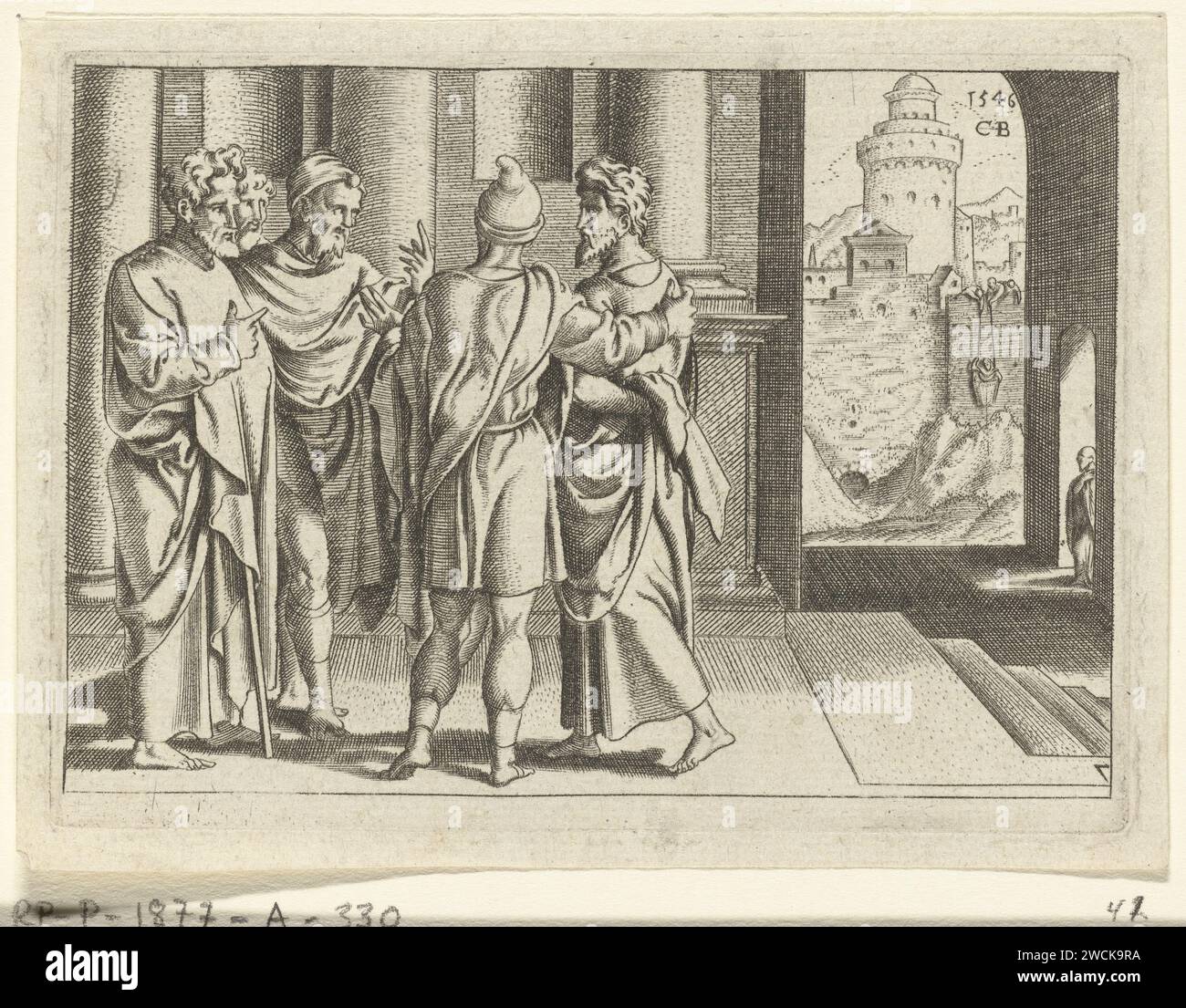 Barnabas brings Paul to the apostles, Cornelis Bos, 1546 print In ...