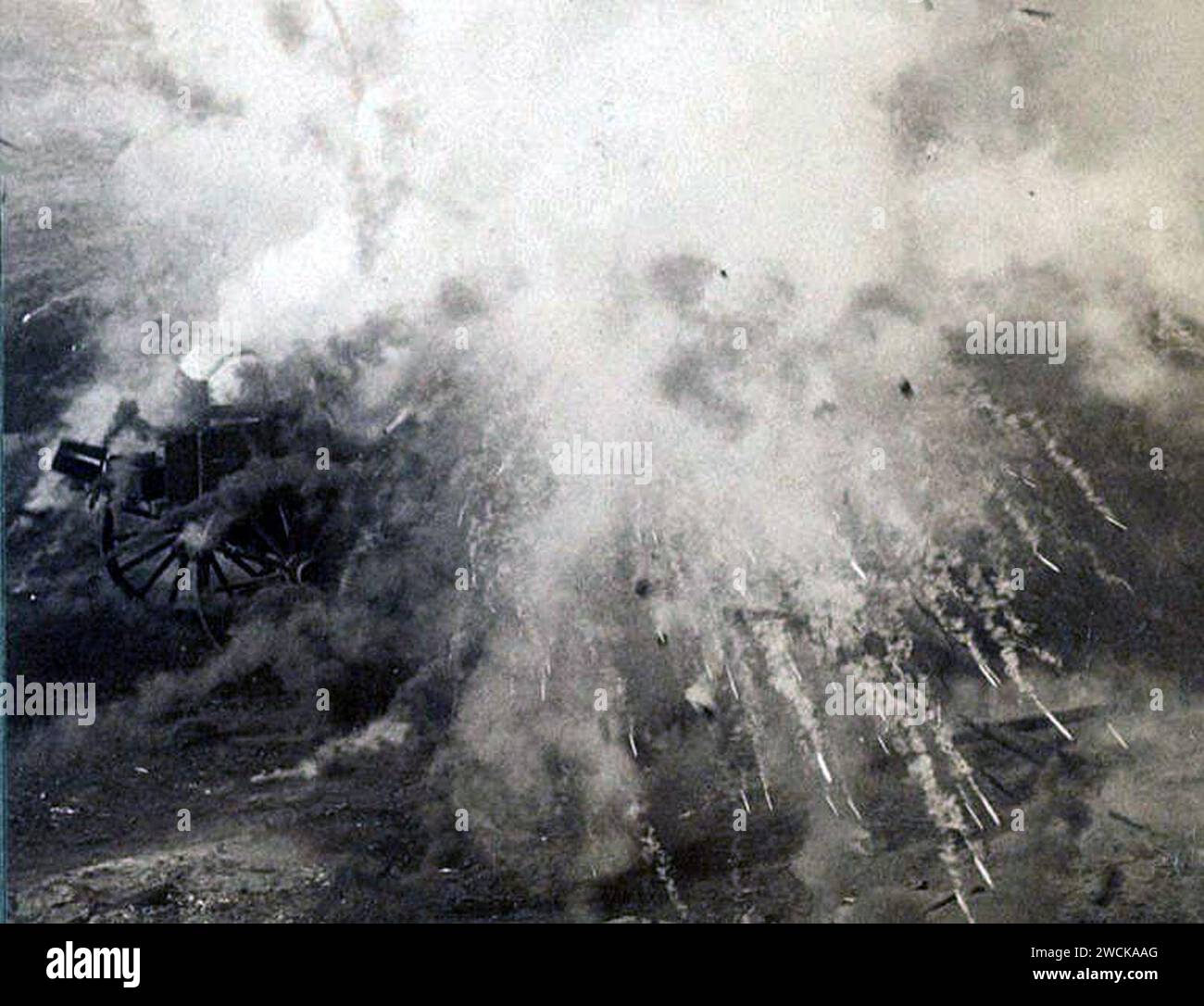 A shell exploding the Boer lager at Paardeberg, 1900 Stock Photo - Alamy