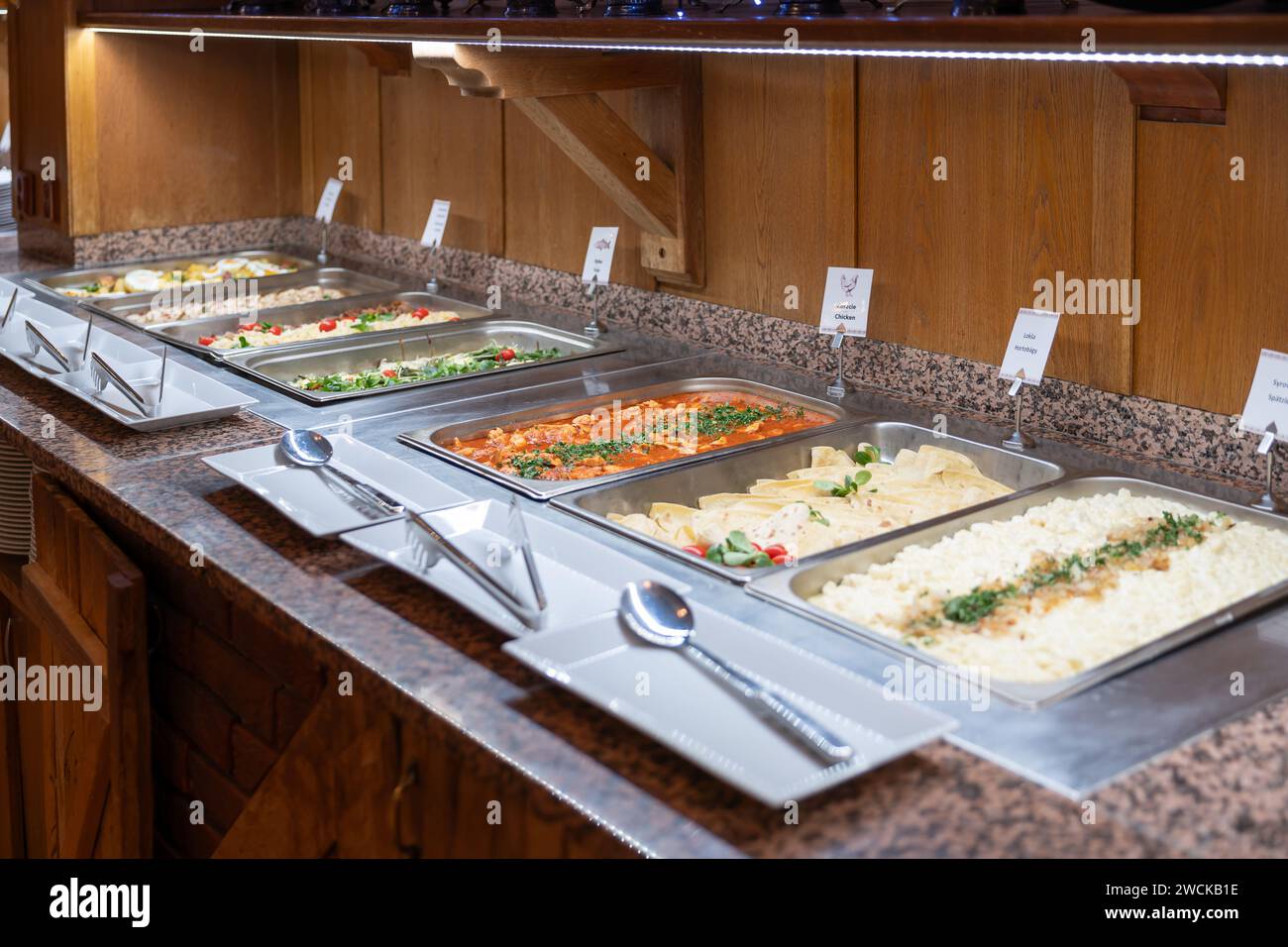 Delicious food on the buffet table in the restaurant Stock Photo - Alamy