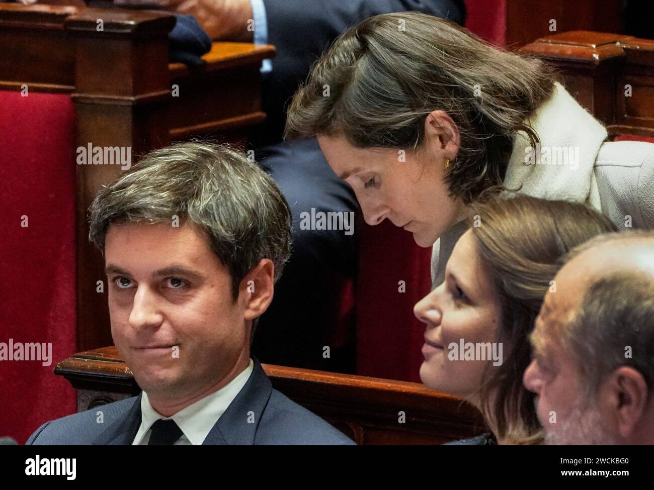 French Prime Minister Gabriel Attal, left and French Minister of ...