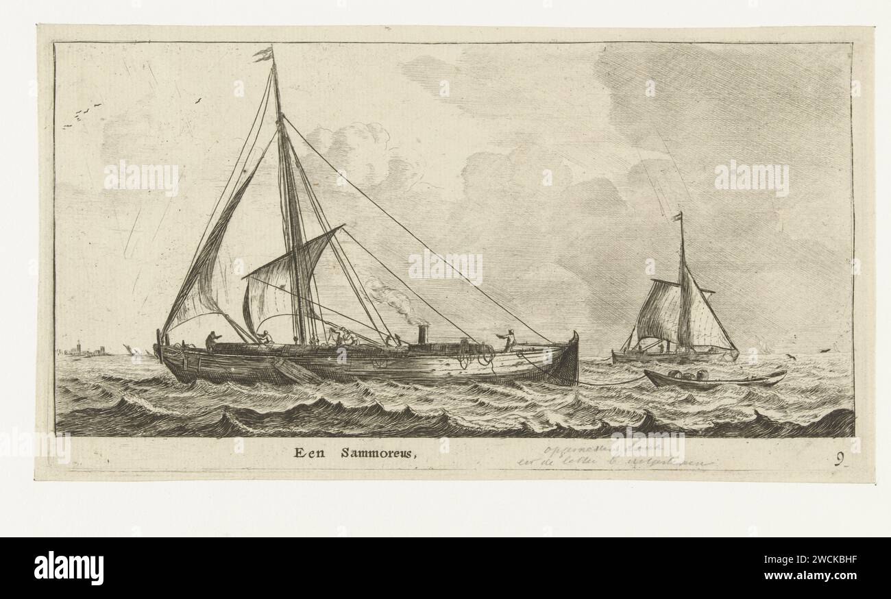 Samoreus, Reinier Nooms, 1652 - 1654 print A Samorous, a Rhineaak built ...