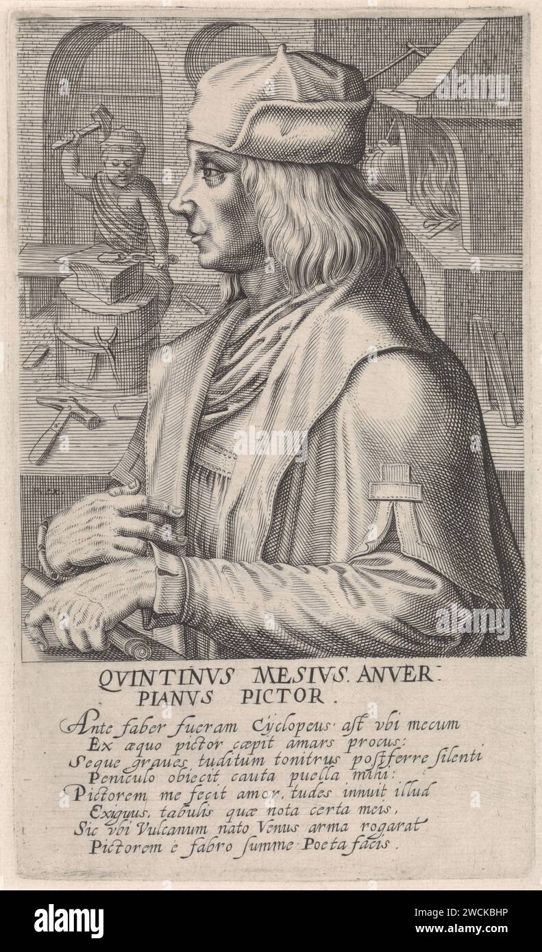 Portrait of Quinten Massijs, Hendrick Hondius (I), 1610 print Portrait ...