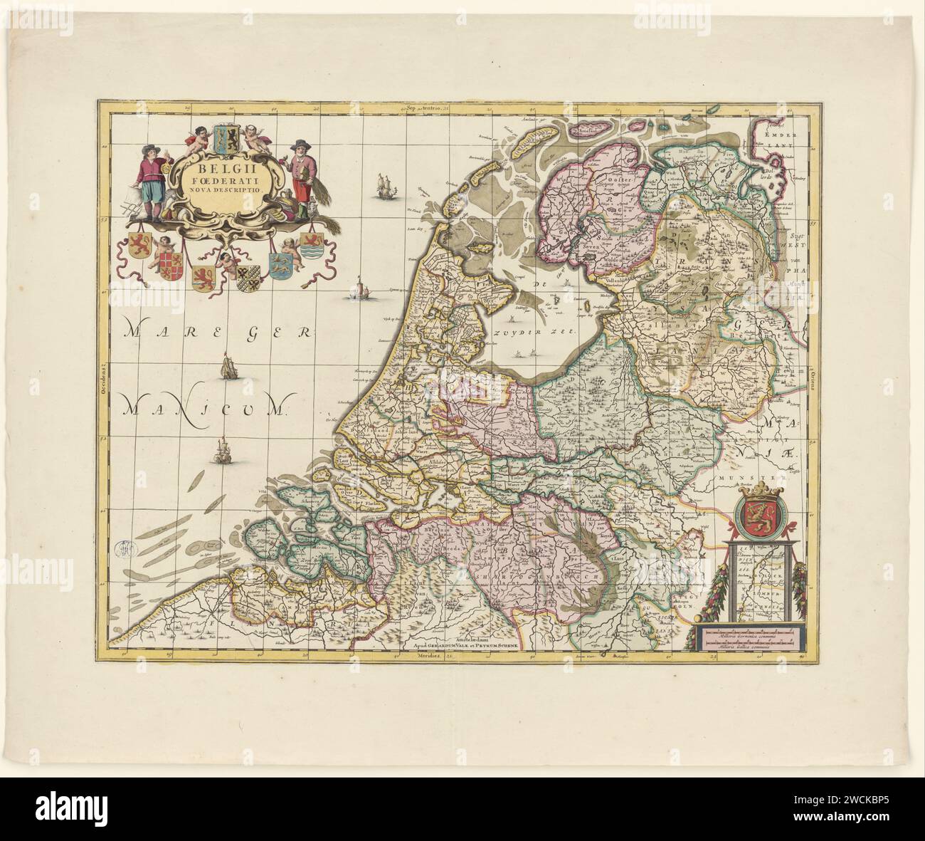 Belgium Federal Nova, Anonymous print Colored map of the seven ...