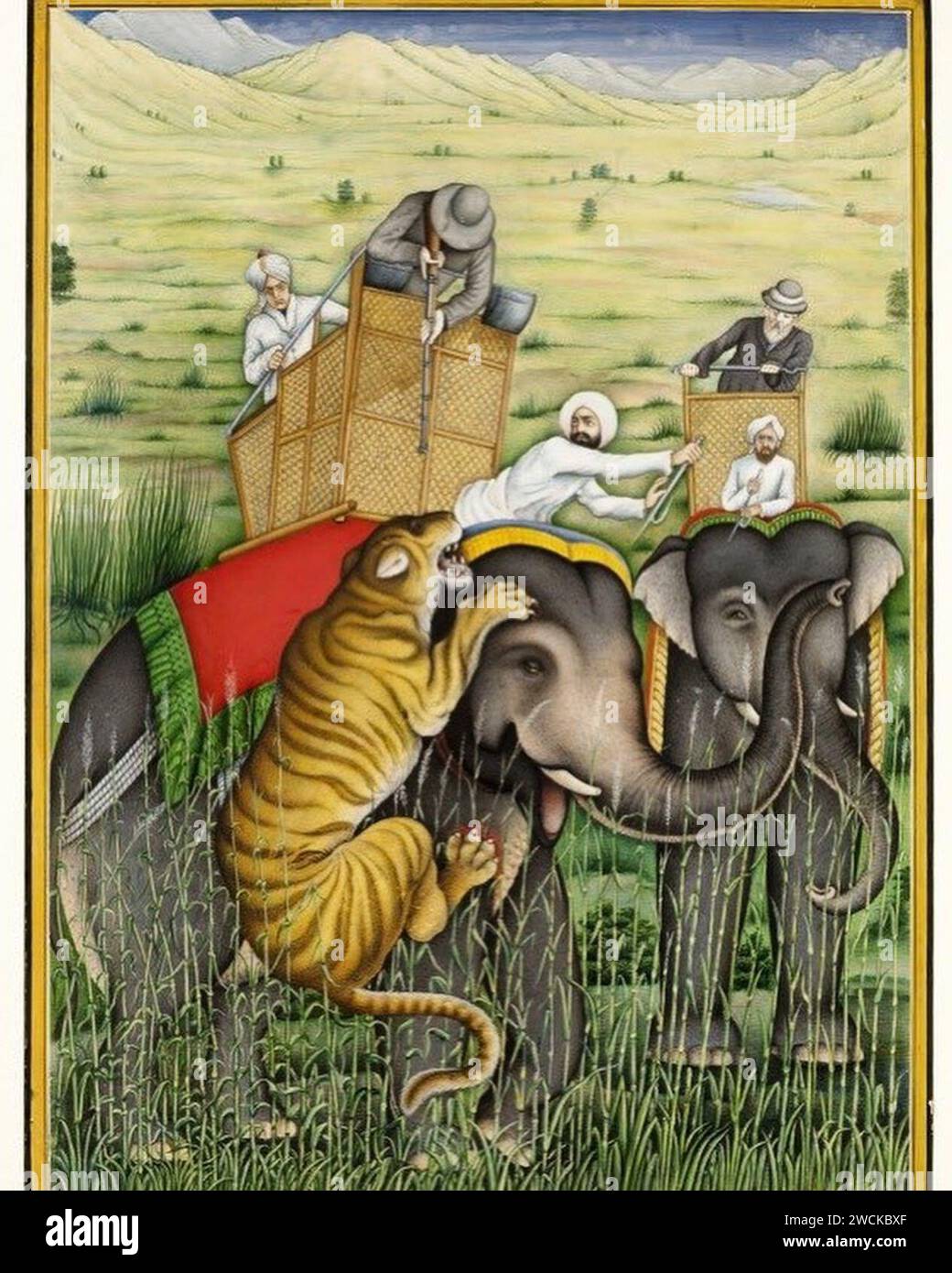 A tiger hunt in Punjab, 1892 Stock Photo - Alamy