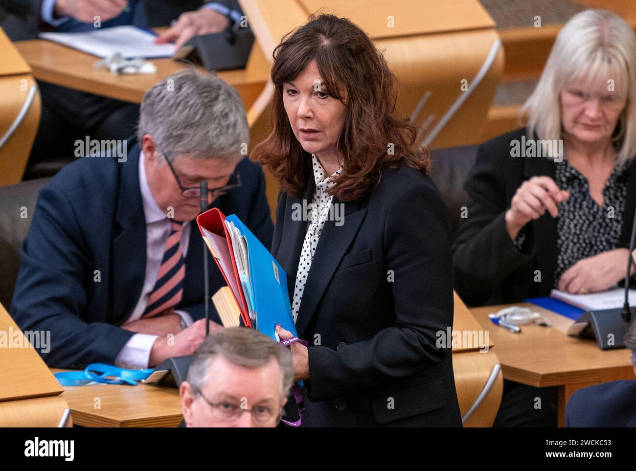 The Lord Advocate Dorothy Bain KC arrives in the chamber to deliver a ...