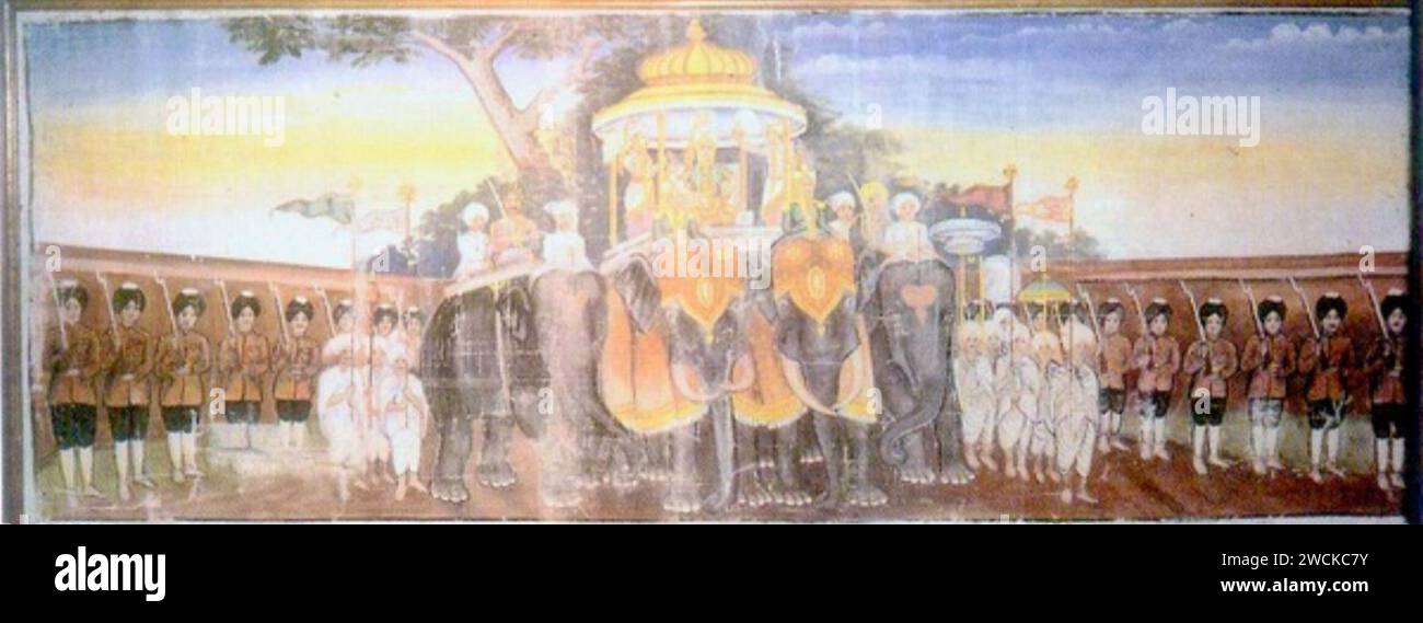 A traditional Meitei painting depicting “Jila Durbar” (“Jila Darbar ...