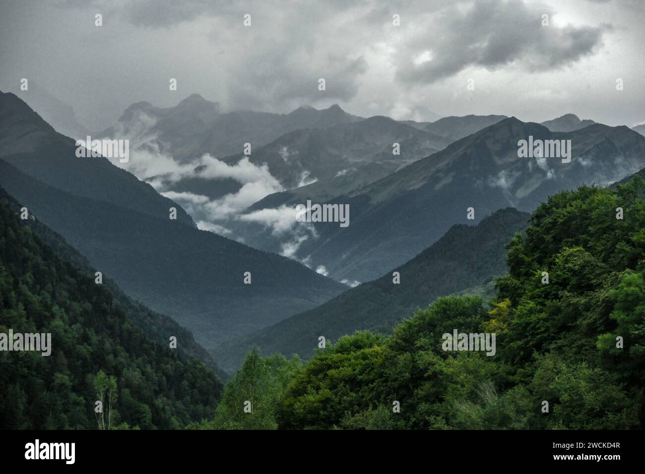 Aran Valley, Spain, forests, rivers, waterfalls, mountains Stock Photo ...