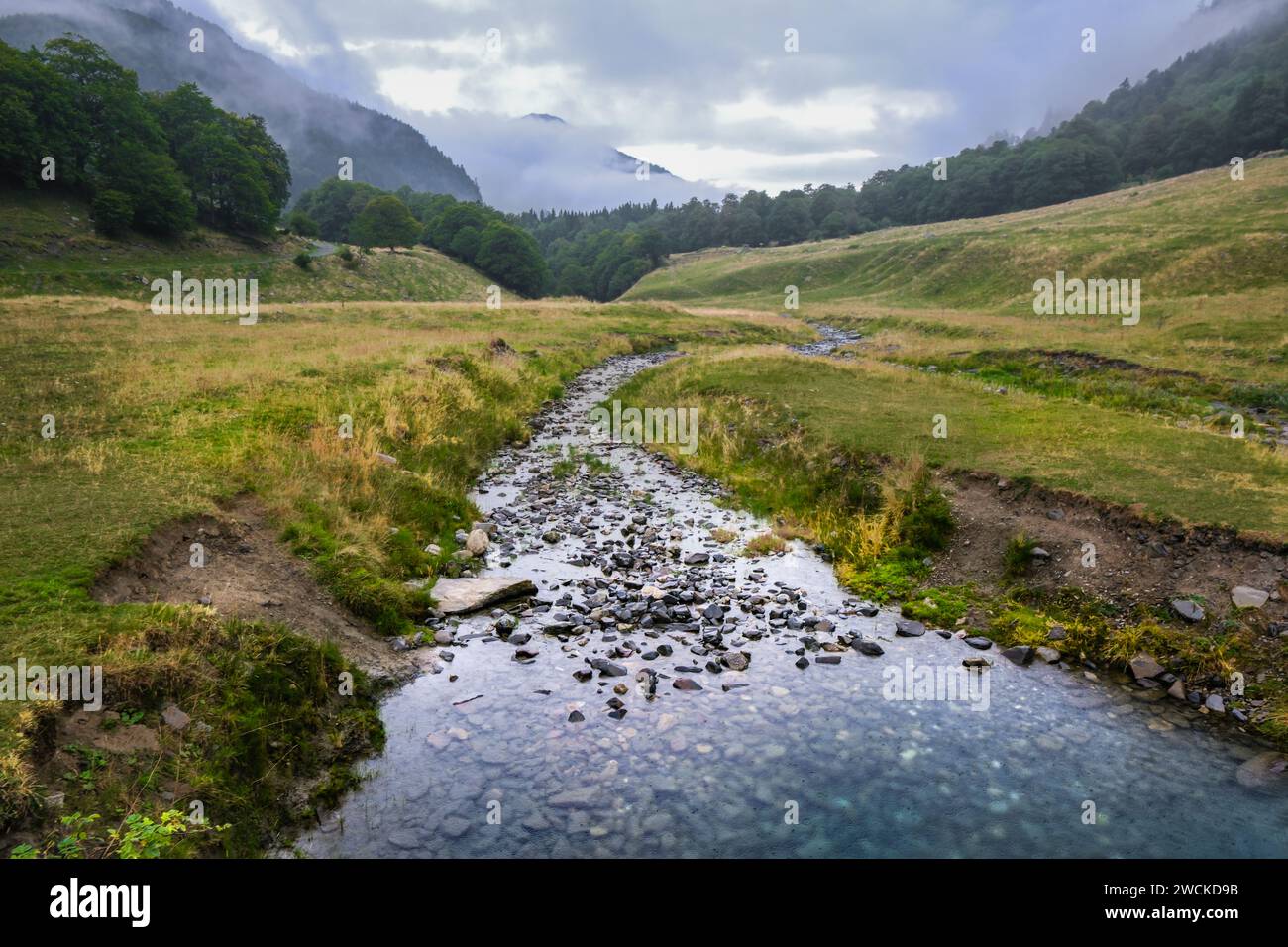 Aran Valley, Spain, forests, rivers, waterfalls, mountains Stock Photo ...