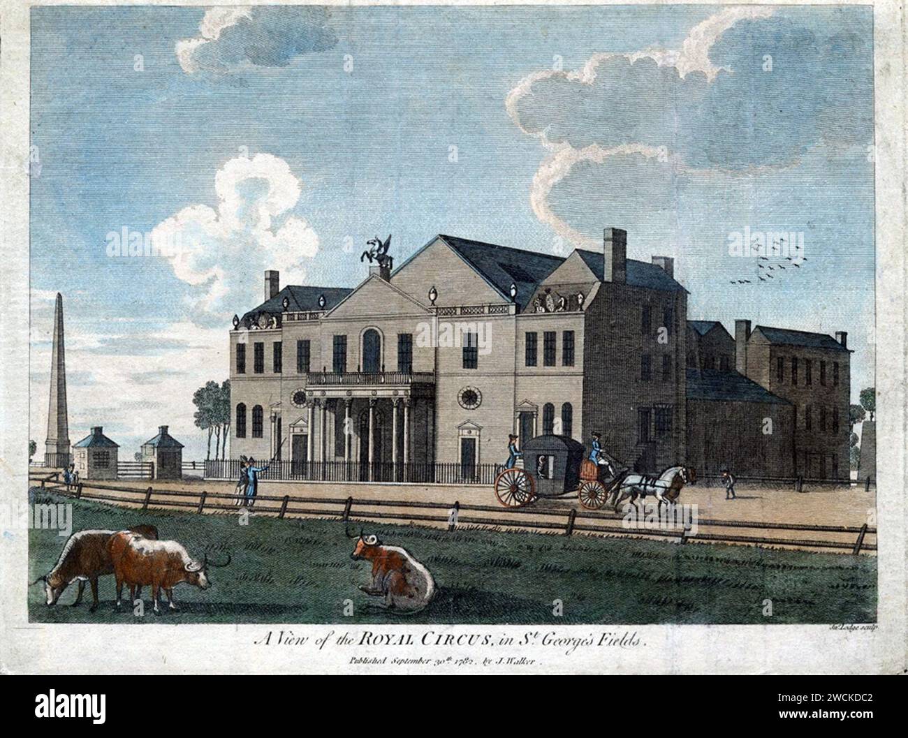 A view of the Royal Circus from St. George's Fields 1782 Stock Photo ...