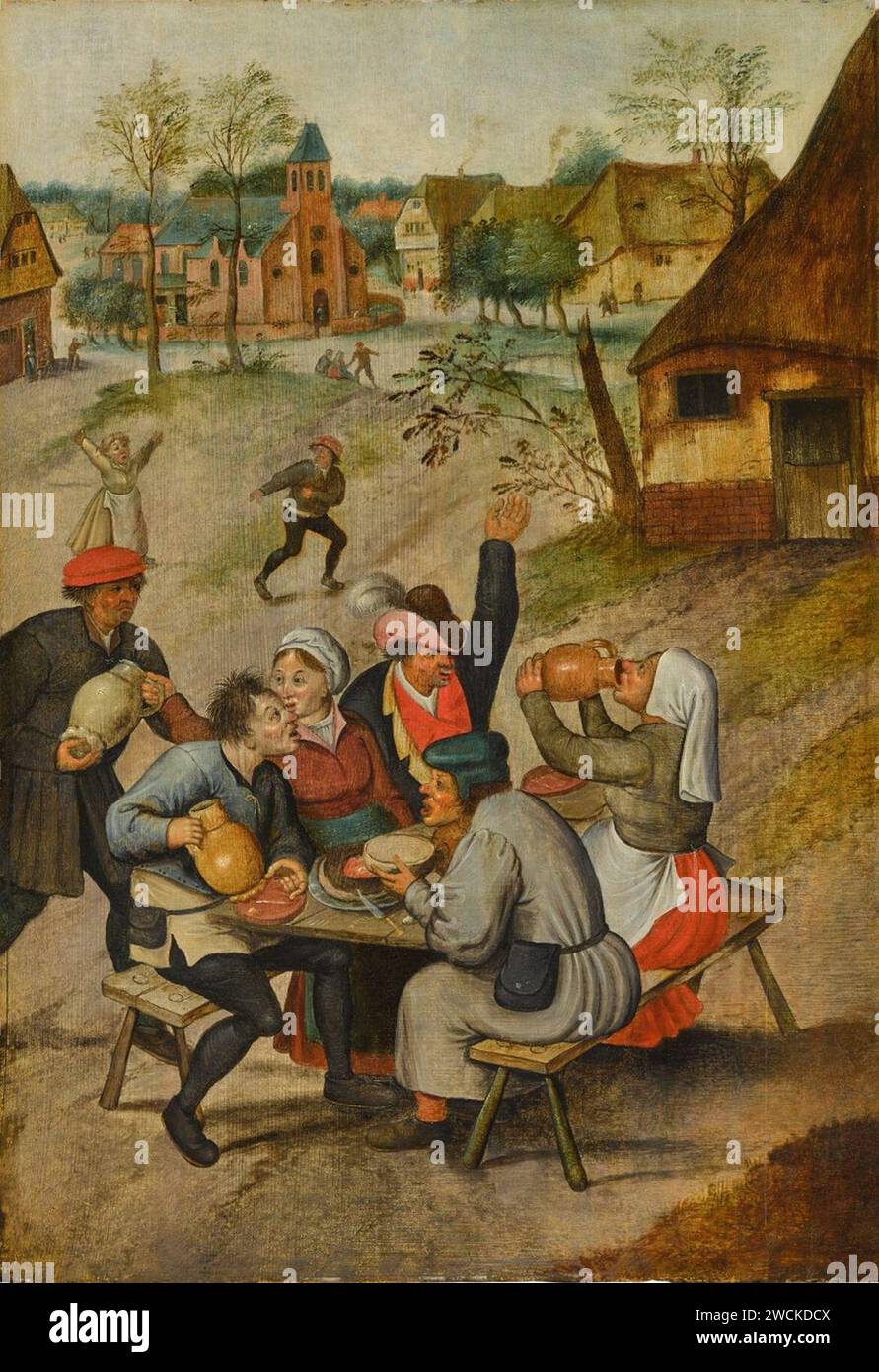 A VILLAGE SCENE WITH PEASANTS CAROUSING Stock Photo - Alamy