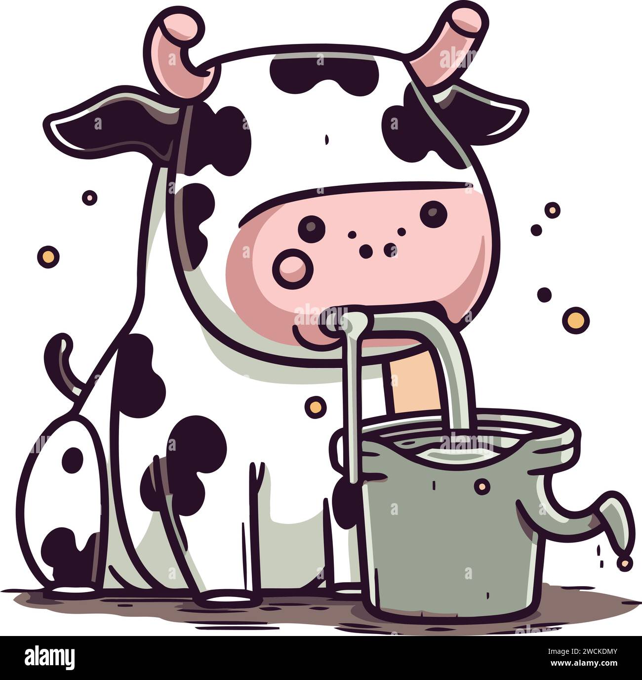 Drinking milk from cow Stock Vector Images - Alamy
