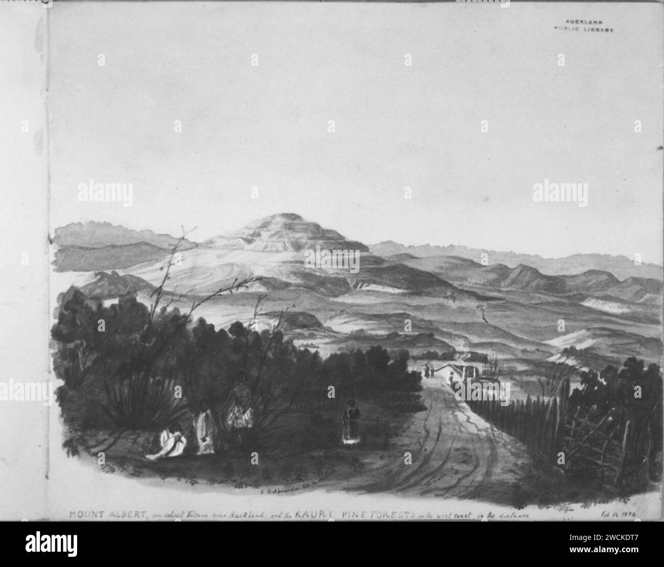 A watercolour of Mount Albert (1840s Stock Photo - Alamy