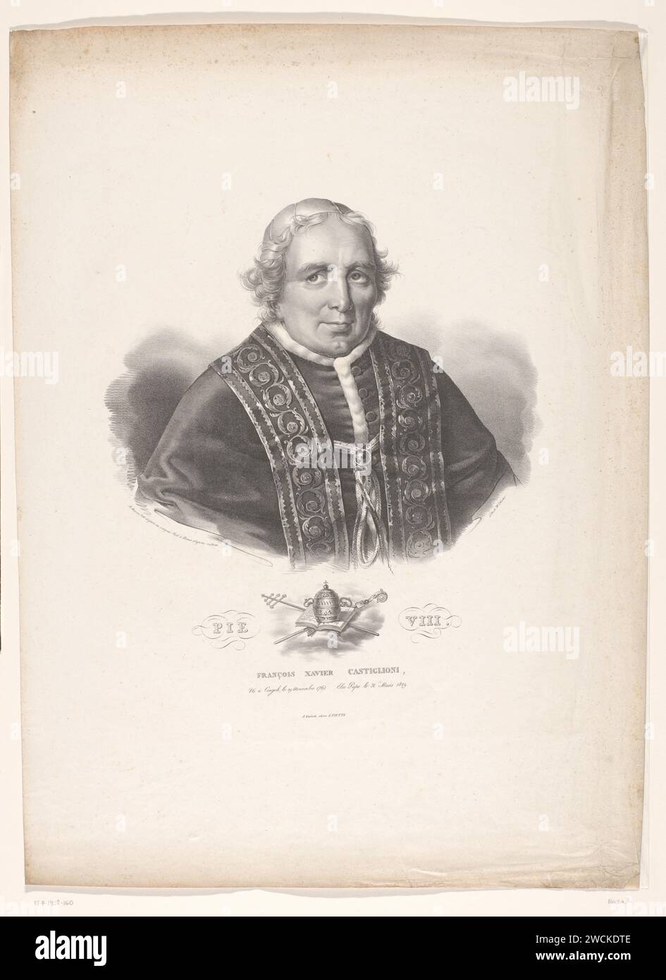 Portret van paus Pius VIII, Antoine Mauri, c. 1825 - 1836 print The ...
