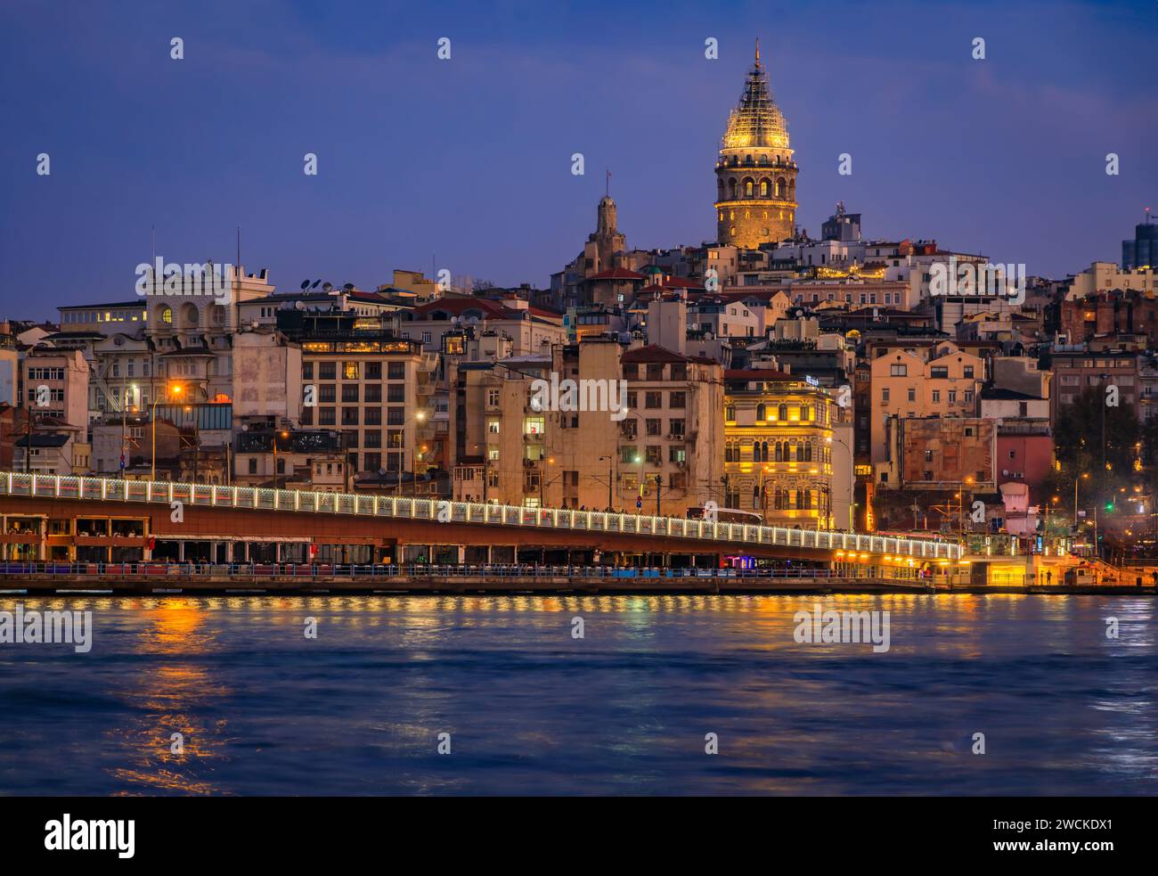 Sunrise cityscape of the Karakoy area across the Bosphorus Strait near ...