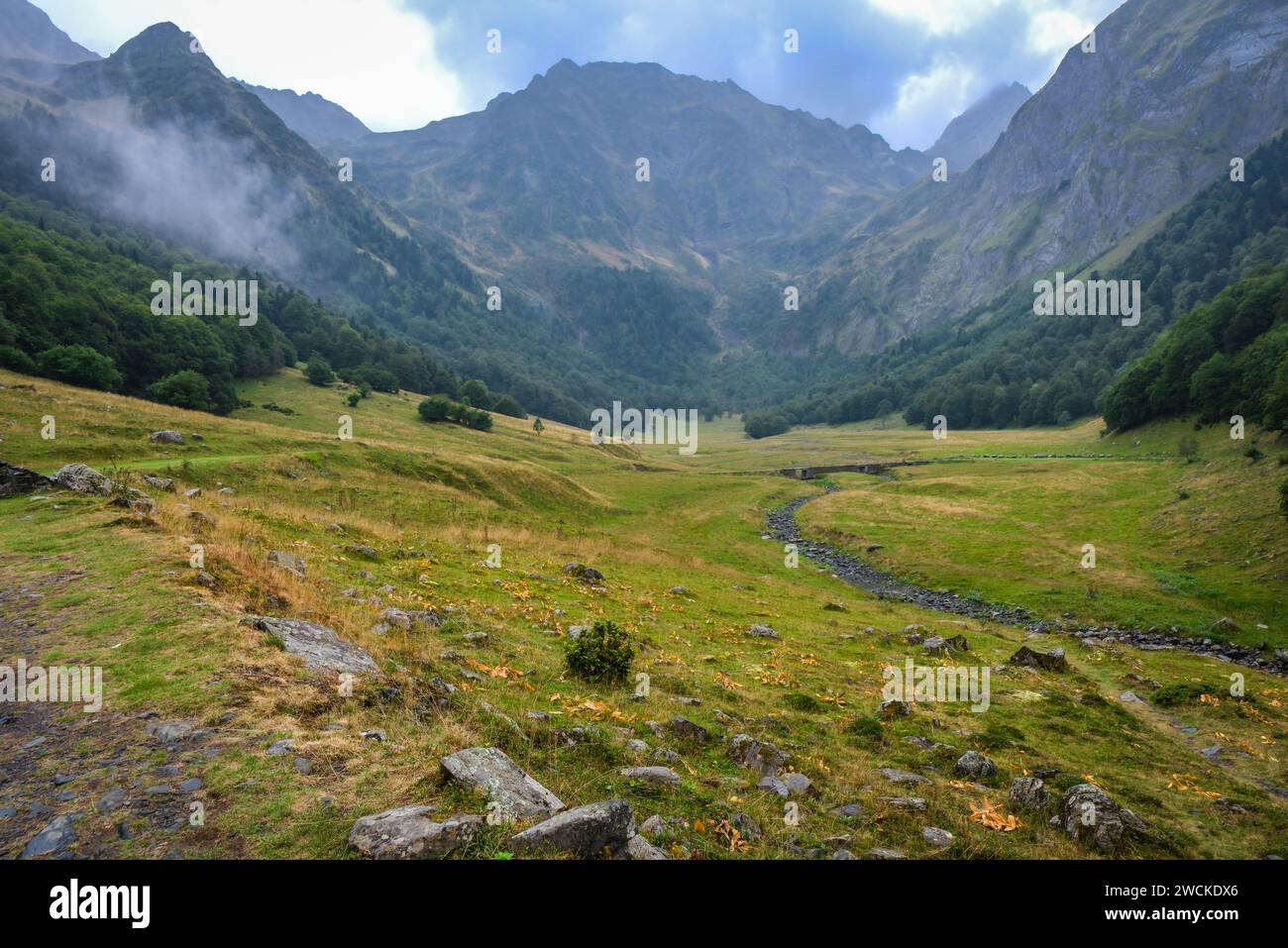 Aran Valley, Spain, forests, rivers, waterfalls, mountains Stock Photo ...