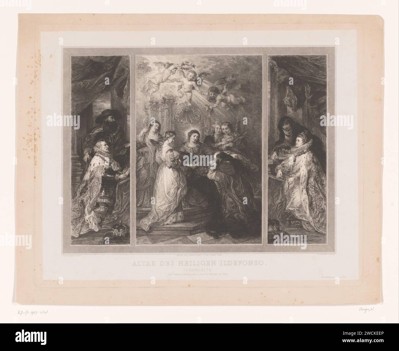 Maria appears on Saint Ildefonsus van Toledo, William Unger, after Peter Paul Rubens, 1847 ...