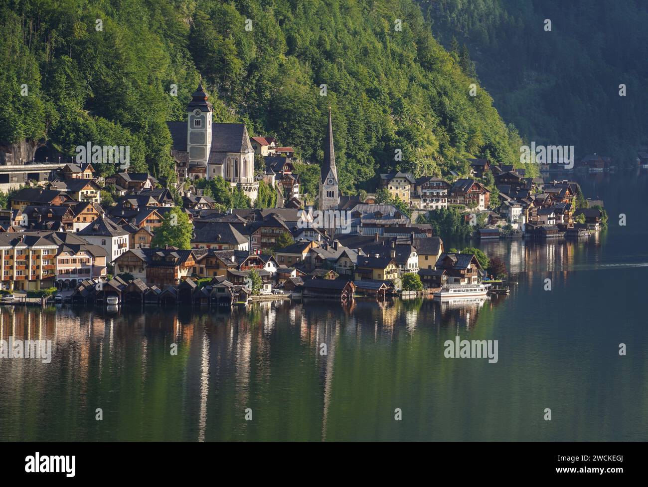 Hallstatt, Austria. 17th June, 2021. View of the municipality of ...