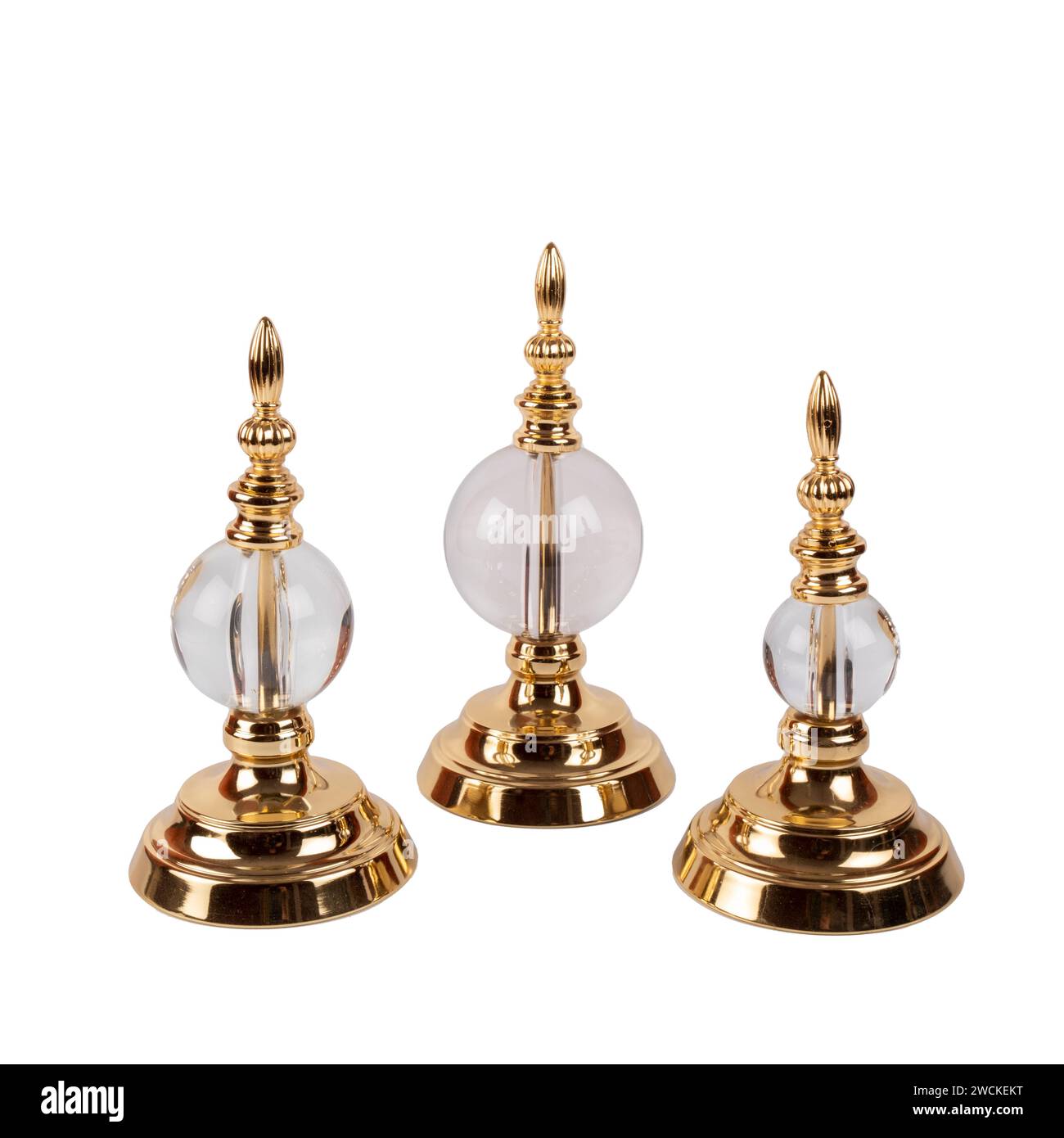 luxury decorative golden and glass objects isolated on white Stock ...