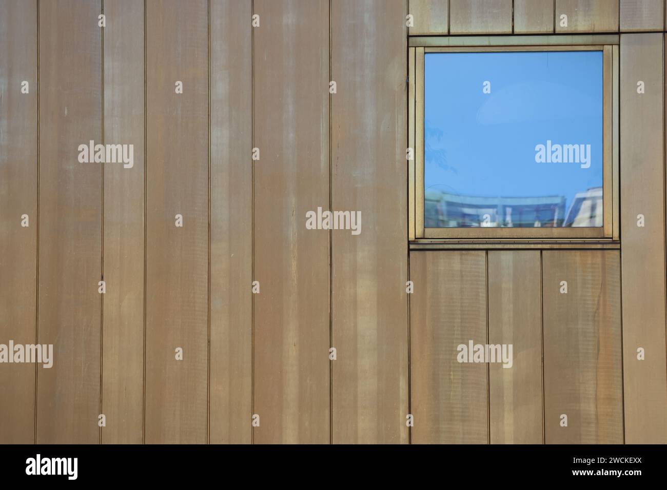 Outdoor wooden wall with window Stock Photo - Alamy