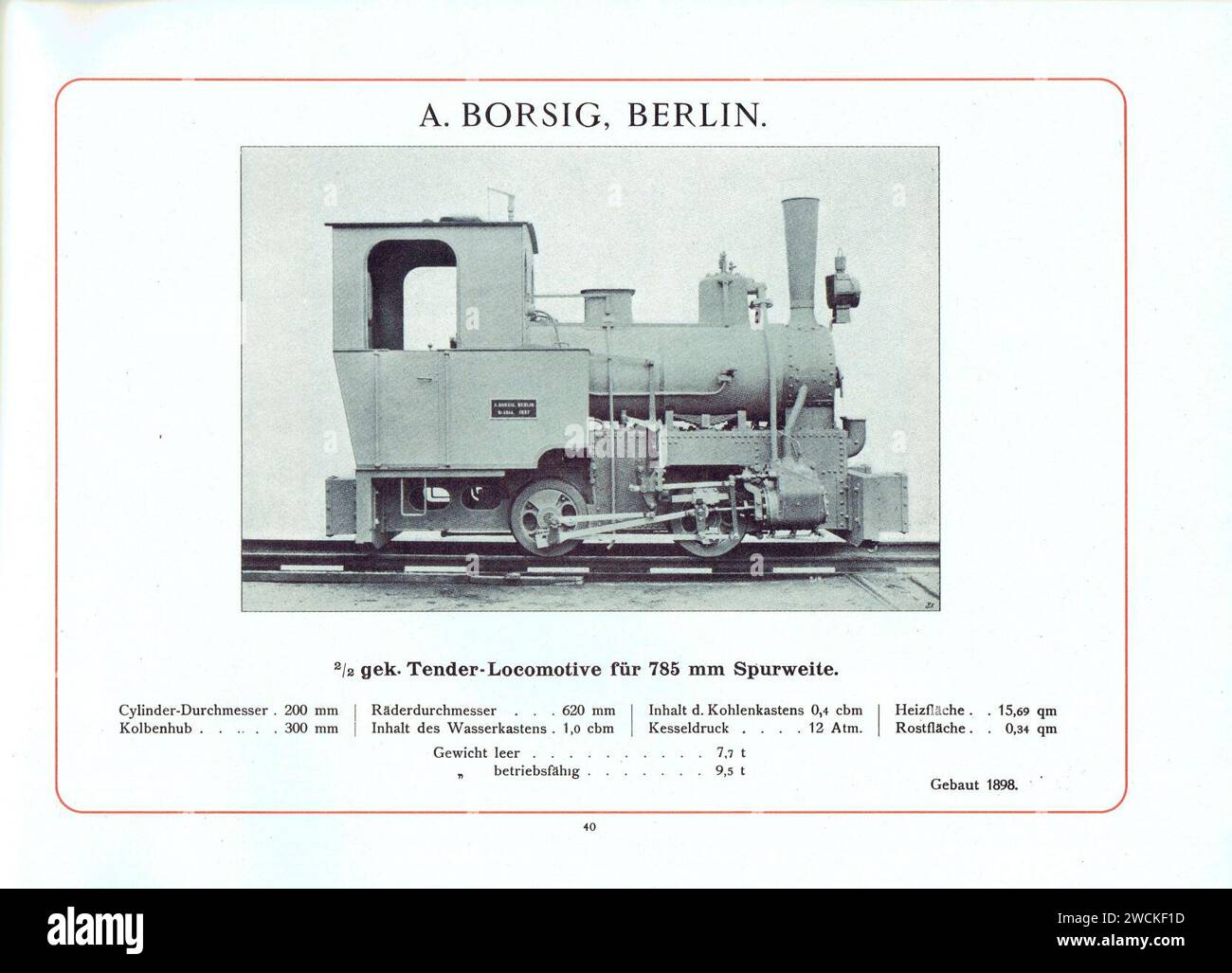 A. Borsig, Berlin - 2-2 gek. Tender-Locomotive für 785 mm Spurweite ...