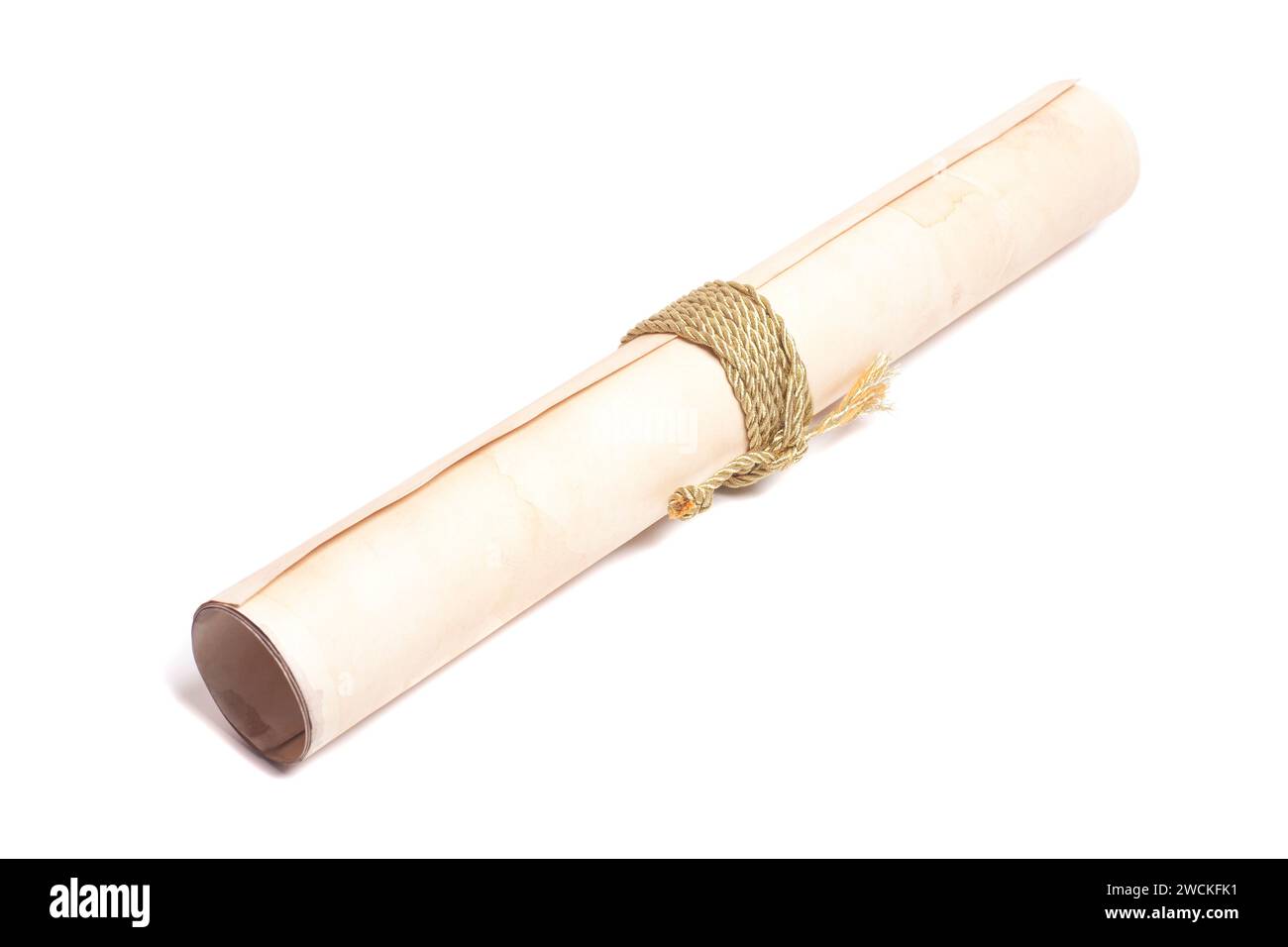 scroll of antique paper tied with a golden rope Stock Photo - Alamy
