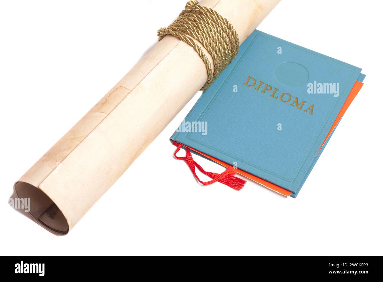 scroll of antique paper with Diploma Stock Photo - Alamy
