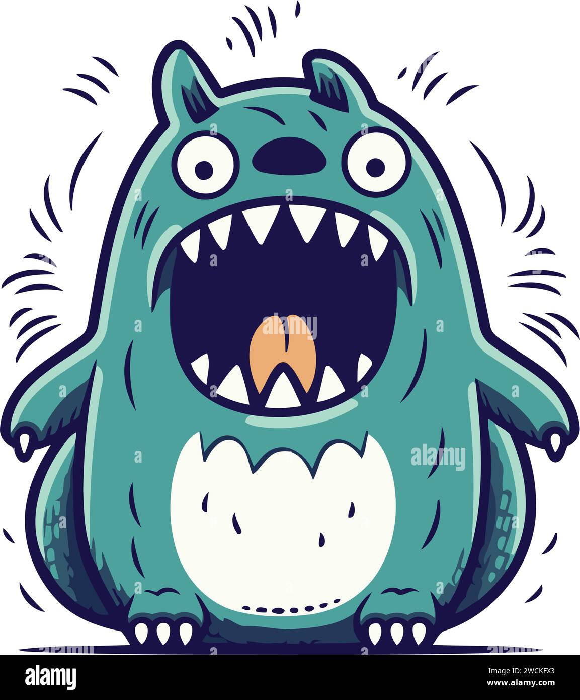 Angry cartoon monster. Vector illustration isolated on a white ...