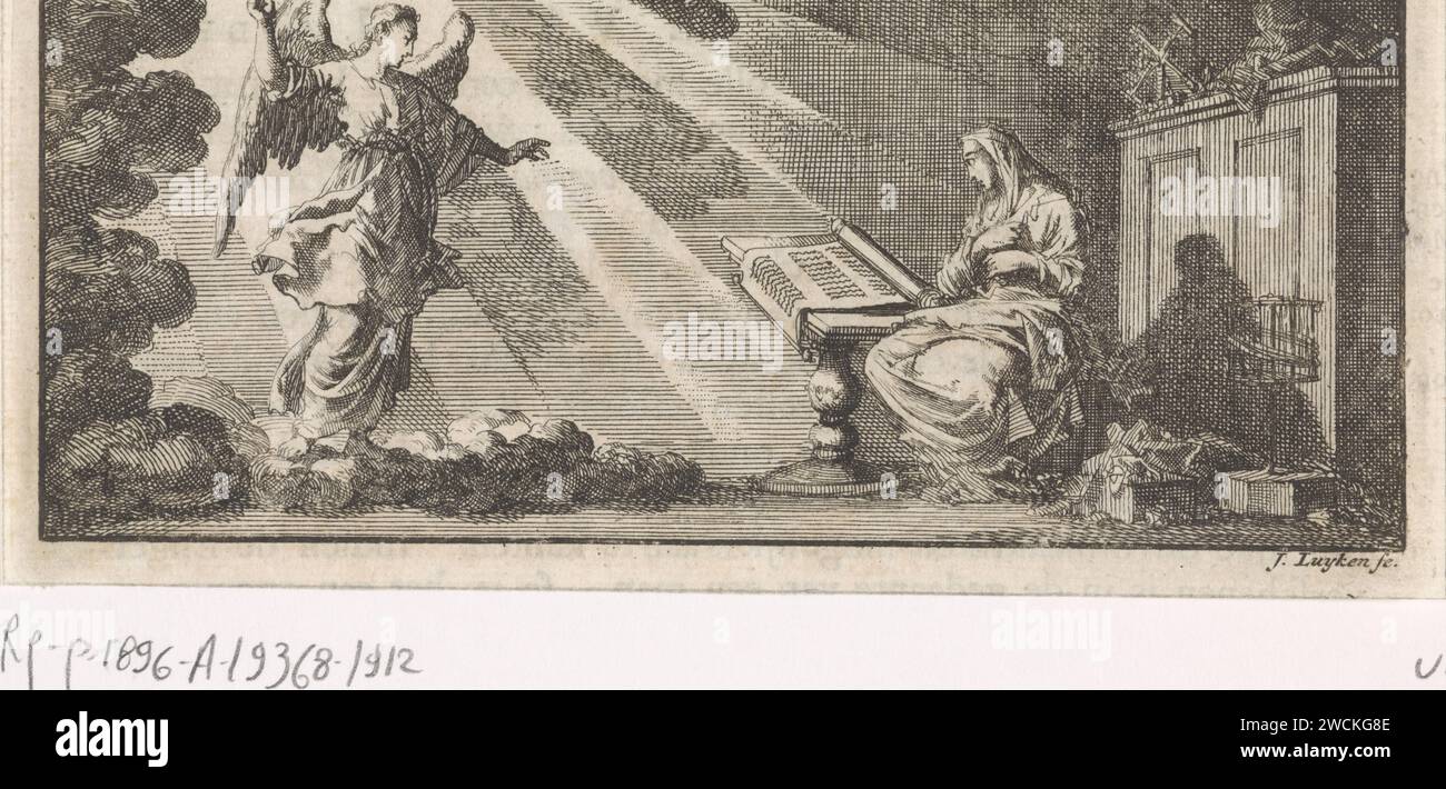 Annunciation, Jan Luyken, 1700 print Amsterdam paper etching ...