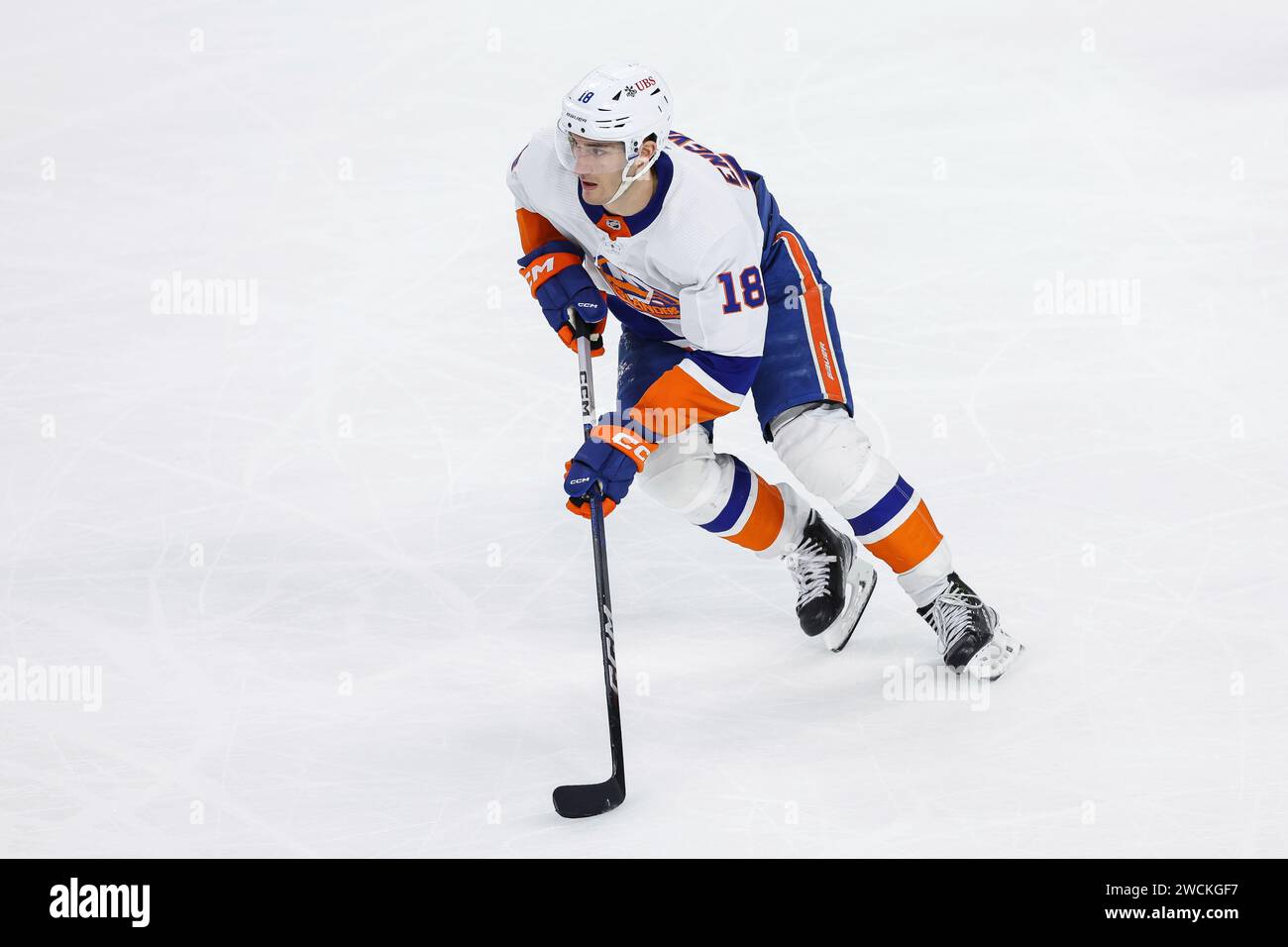 New York Islanders left wing Pierre Engvall in action during the third ...