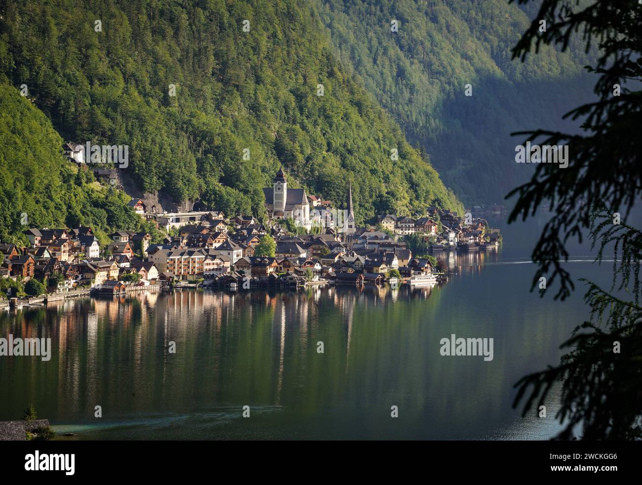 Hallstatt, Austria. 17th June, 2021. View of the municipality of ...