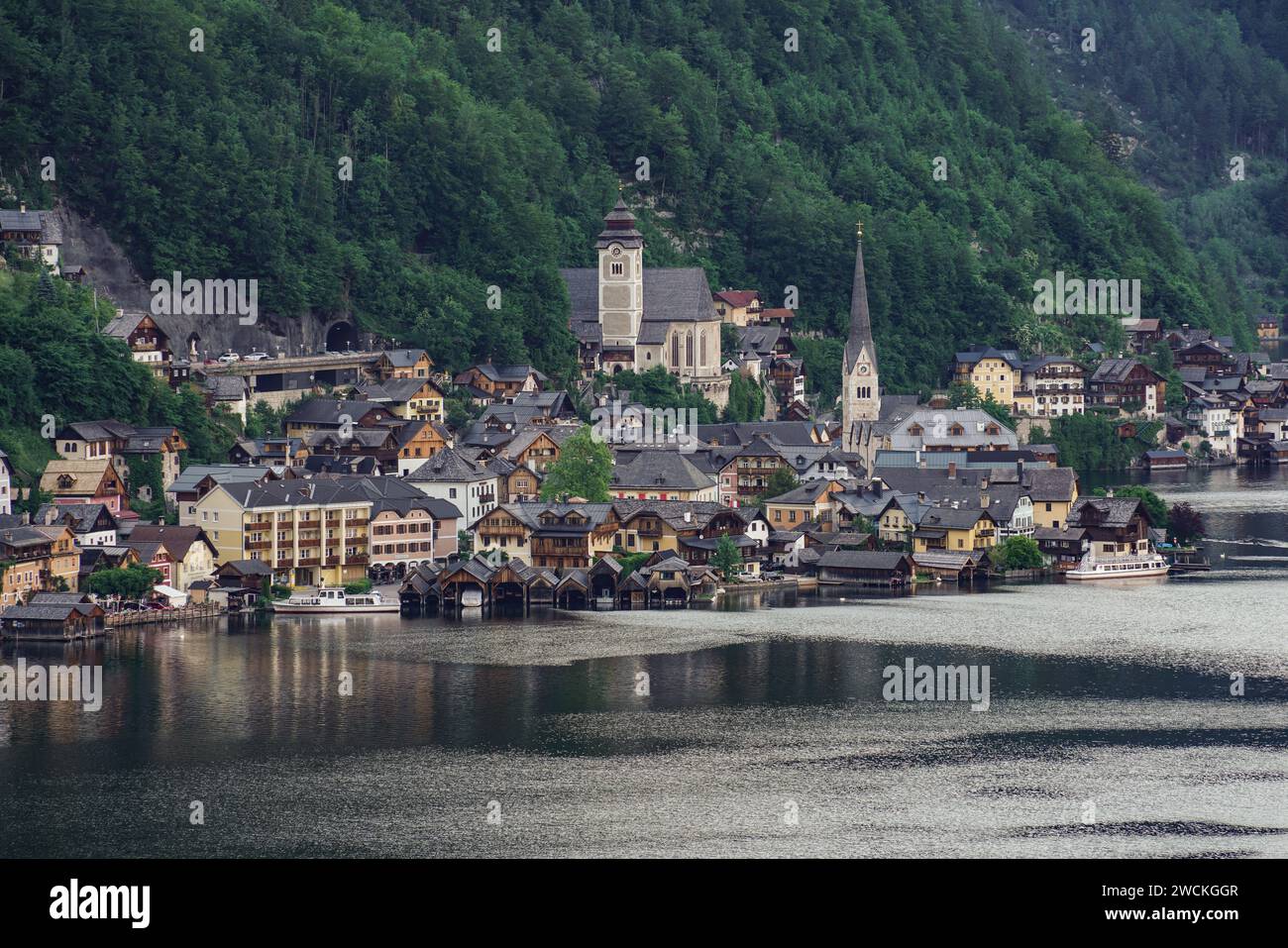 Hallstatt, Austria. 16th June, 2021. View of the municipality of ...