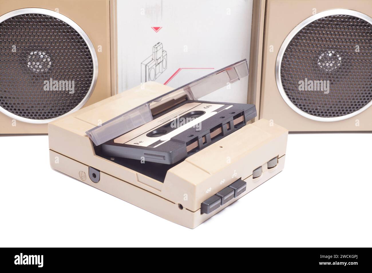 Retro portable stereo cassette recorder from 80s with cassette Stock Photo - Alamy