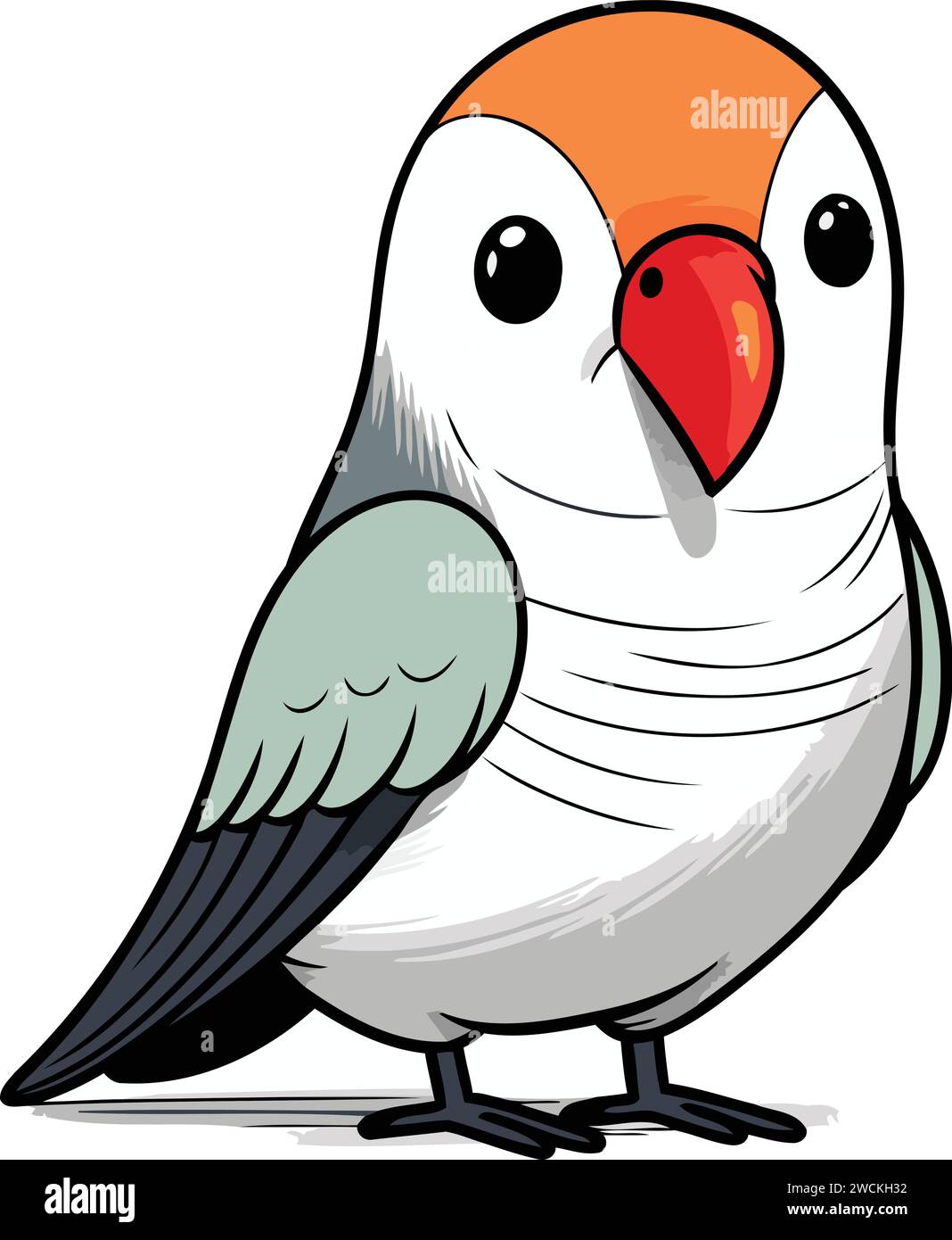 Illustration of a cute cartoon parakeet on a white background Stock ...