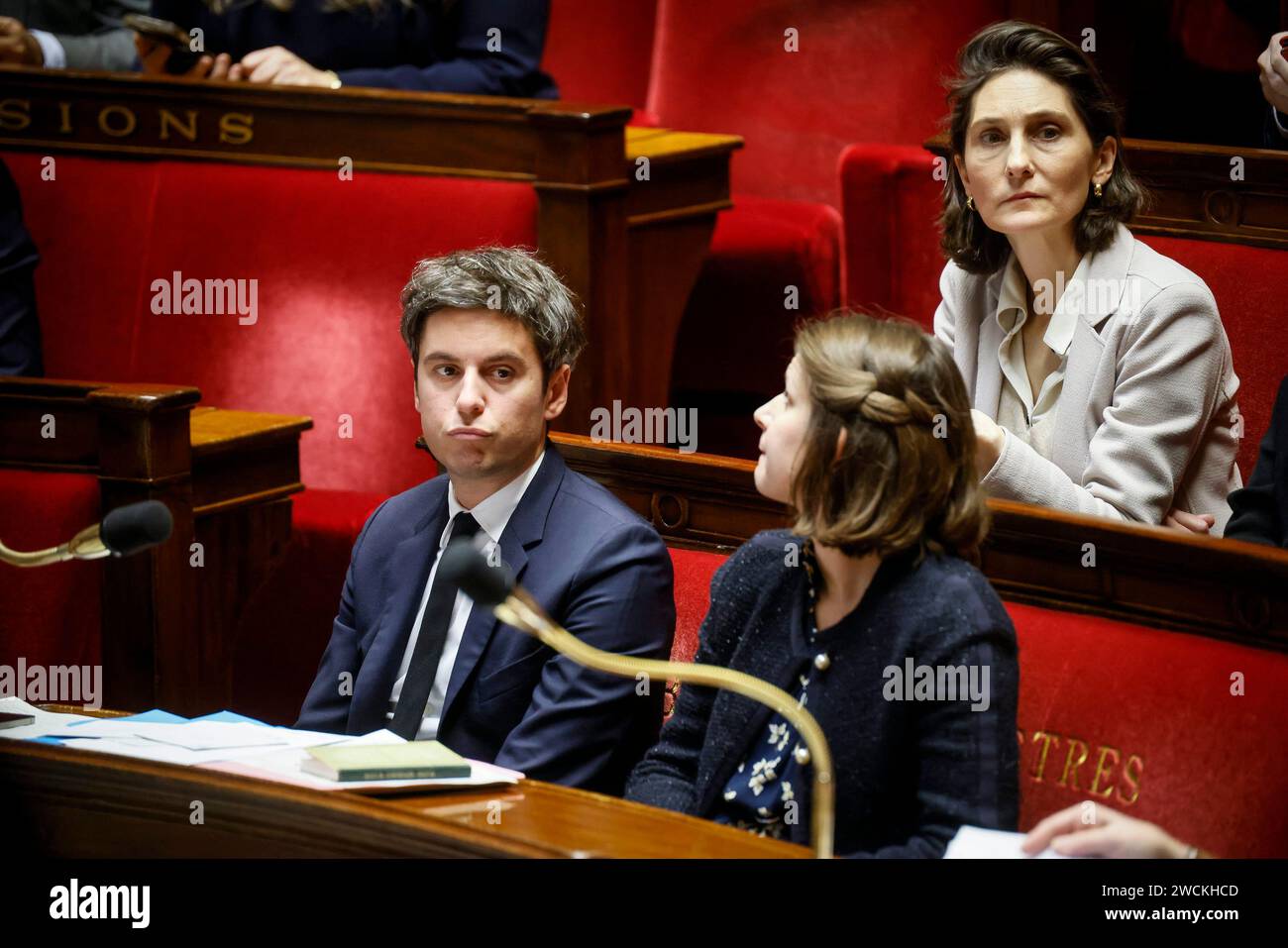 © Thomas Padilla/MAXPPP - 16/01/2024 ; Paris, FRANCE ; SEANCE DE QUESTIONS AU GOUVERNEMENT DANS ...