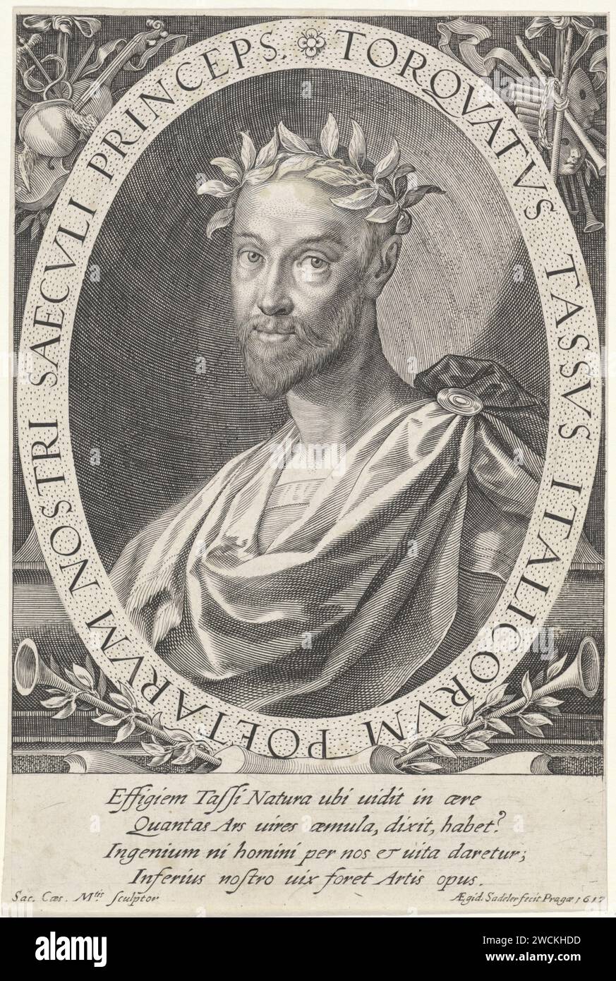 Portret Van Torquato Tasso, Giles Sadeler (2), 1617 print Torquato ...