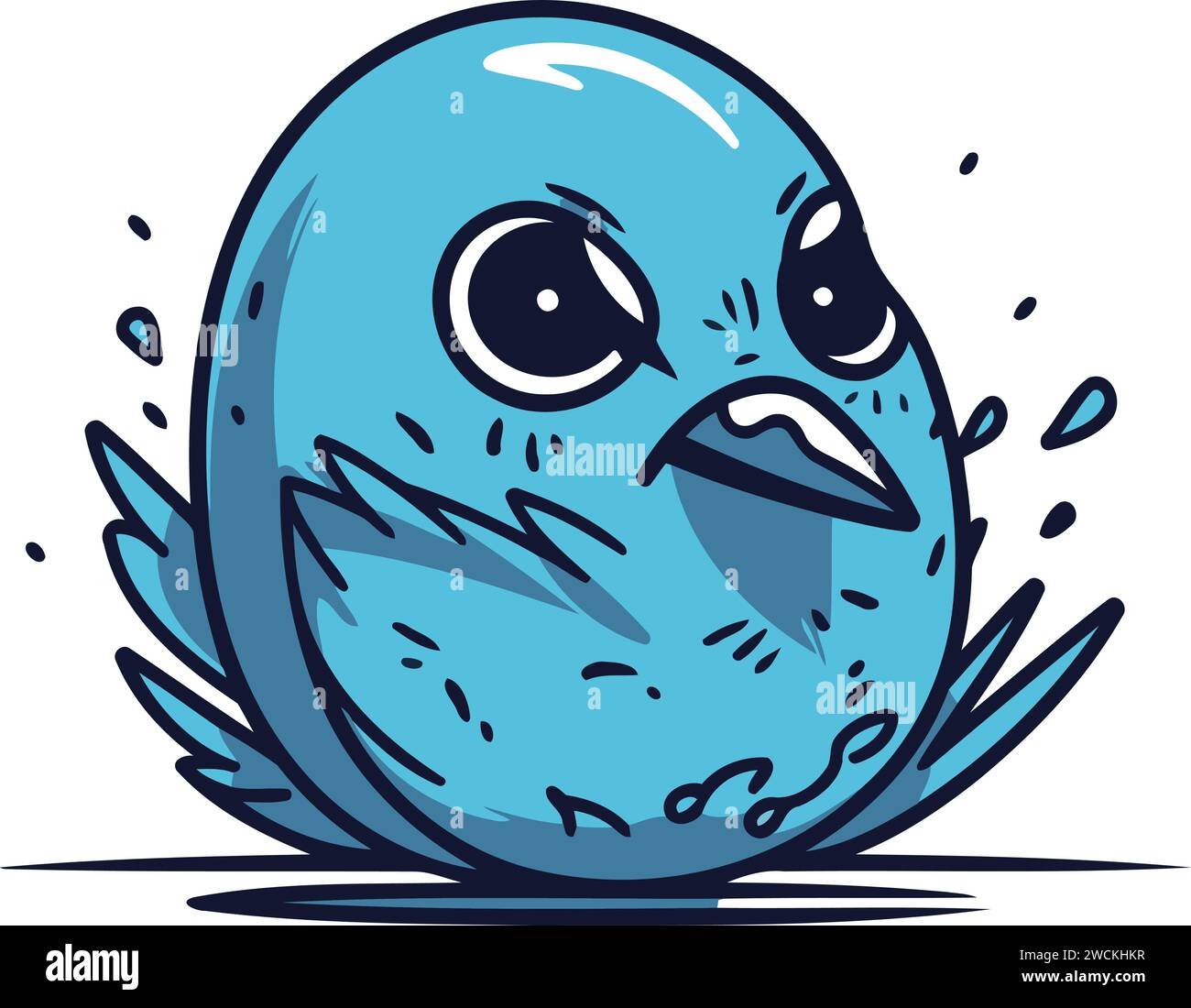 Funny blue bird. Vector illustration. Isolated on white background ...