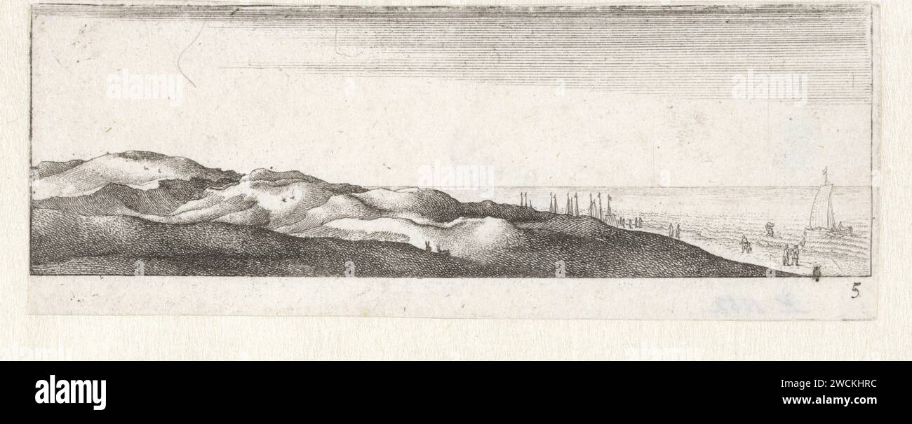 Beach face with dunes, wencslaus hollar, 1627 - 1636 print Germany ...