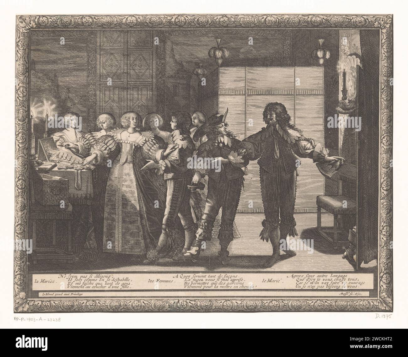 Bride is led to the marriage bed, Abraham Bosse, 1633 print paper ...