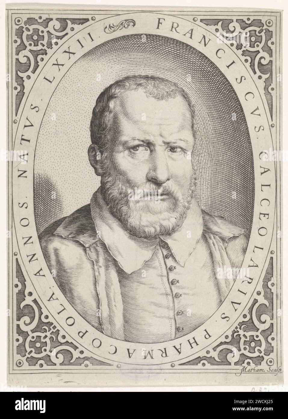 Portret van Francisco Calzolari, Jacob Matham, 1591 - 1595 print ...