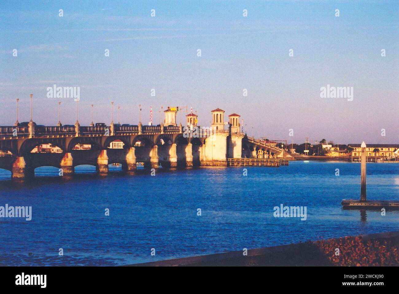 A1A Scenic and Historic Coastal Byway - Sunset Over the St. Augustine Bridge of Lions Stock ...