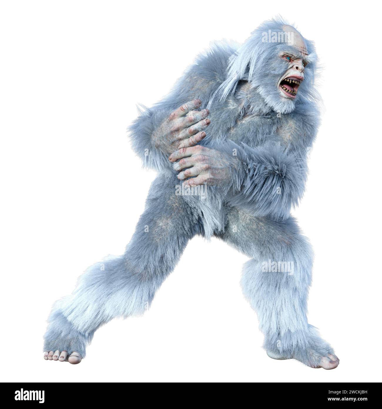 3D rendering of a fantasy creature yeti isolated on white background ...